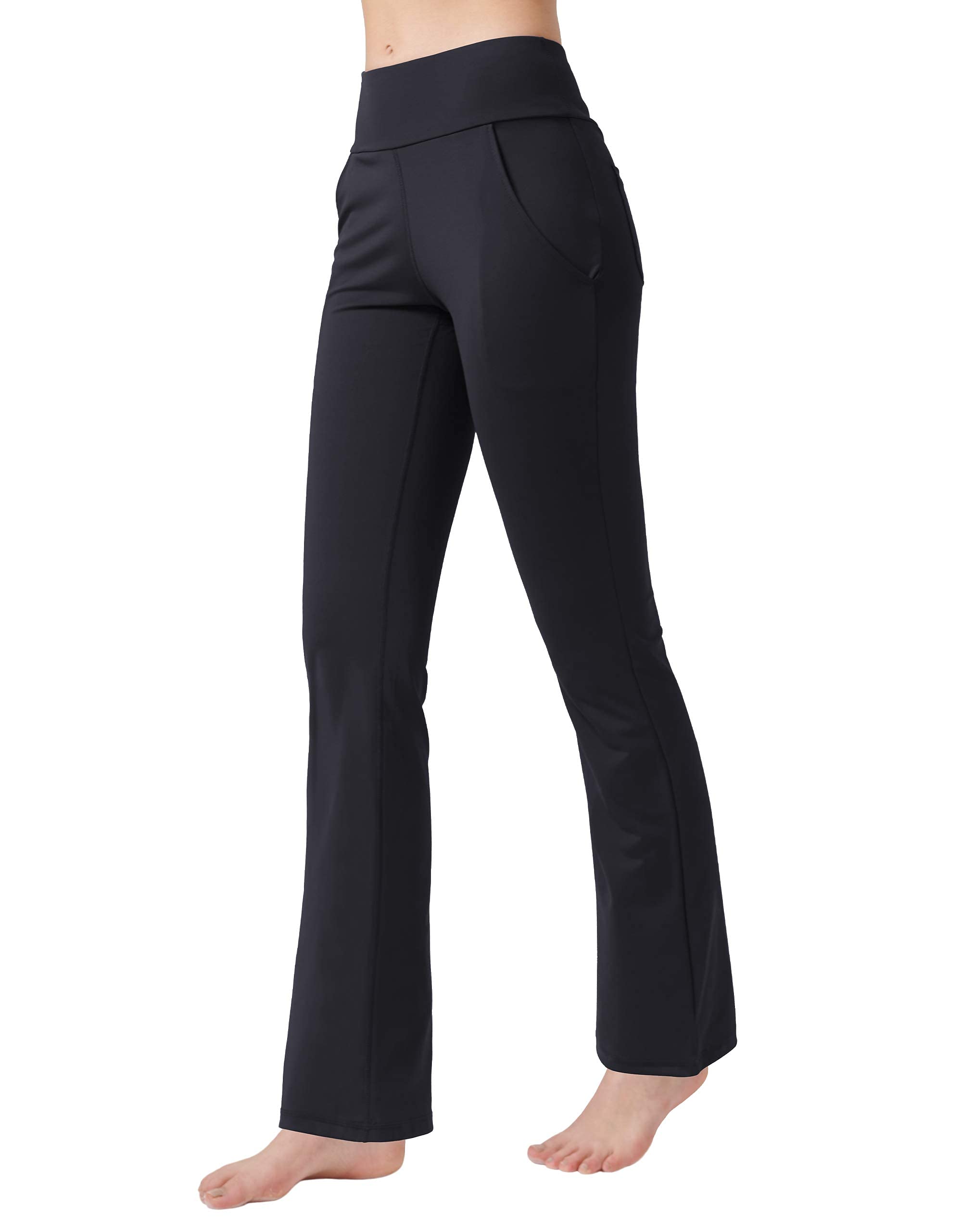 nuveti Women's High Waisted Boot Cut Yoga Pants 4 Pockets Workout Pants Tummy Control Women Bootleg Work Pants Dress Pants (Black, 3X-Large)