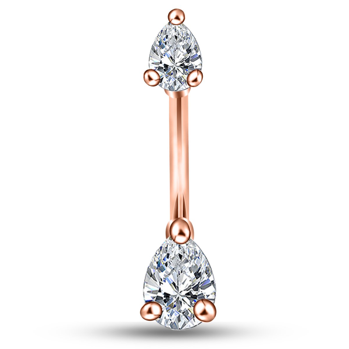 OUFER 14G 316L Surgical Steel Double Teardrop CZ Navel Piercing Rings Belly Button Rings Jewelry