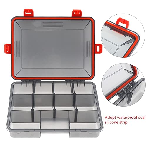 Waterproof Seal 21.5cm x 16.5cm x 4.6cm Activity 11 Compartments Fishing Tackle Box for Fishing Hook Swivel Lures Accessories