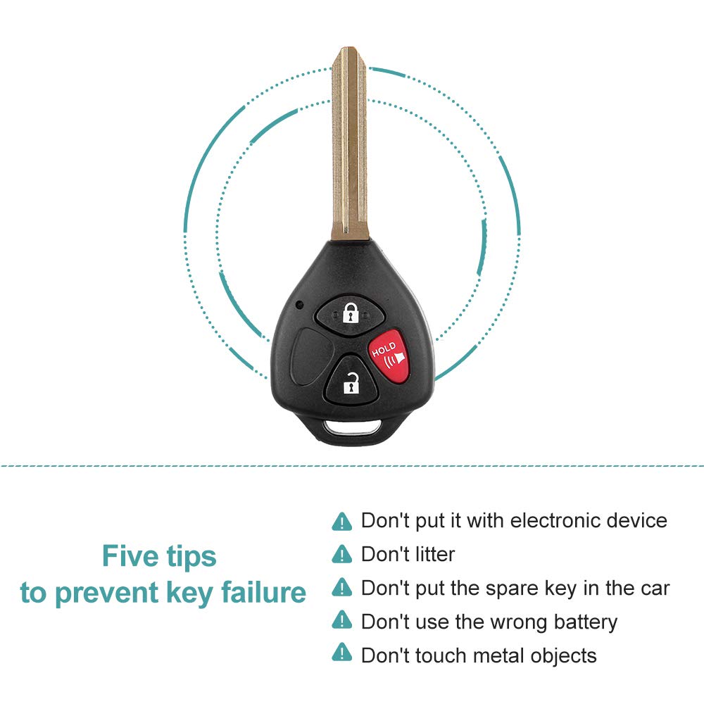 SELEAD Flip Key Fob 3 Buttons Keyless Entry Remote Shell CASE fit for 2007-2015 for Toyota 4Runner RAV4 Yaris Matrix Antitheft Keyless Entry Systems HYQ12BBY-3 2pcs US Stock