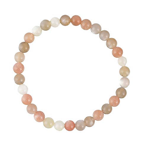 NirvanaIN Multicolor Moonstone Stretch Bracelet 6.5mm Smooth Round Polished Peach Gray White Gemstone Beads Blue Silver Flash Moonstone beads bracelet beaded Moonstone bracelet