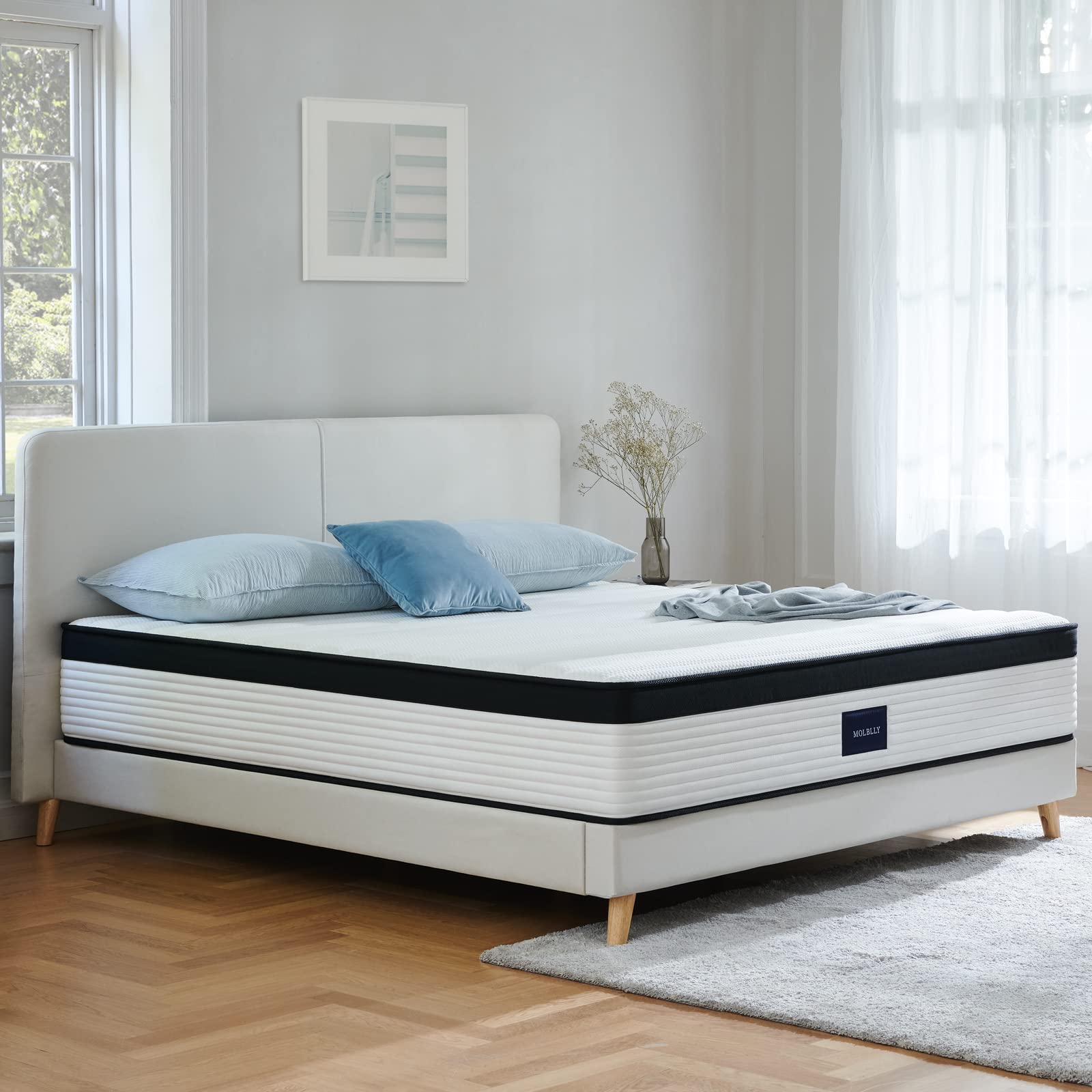 Molblly Full Mattress, 12 inch Innerspring Mattress in a Box, Ultimate Motion Isolation Individually Wrapped Pocket Coils Mattress, Pressure Relief and Supportive