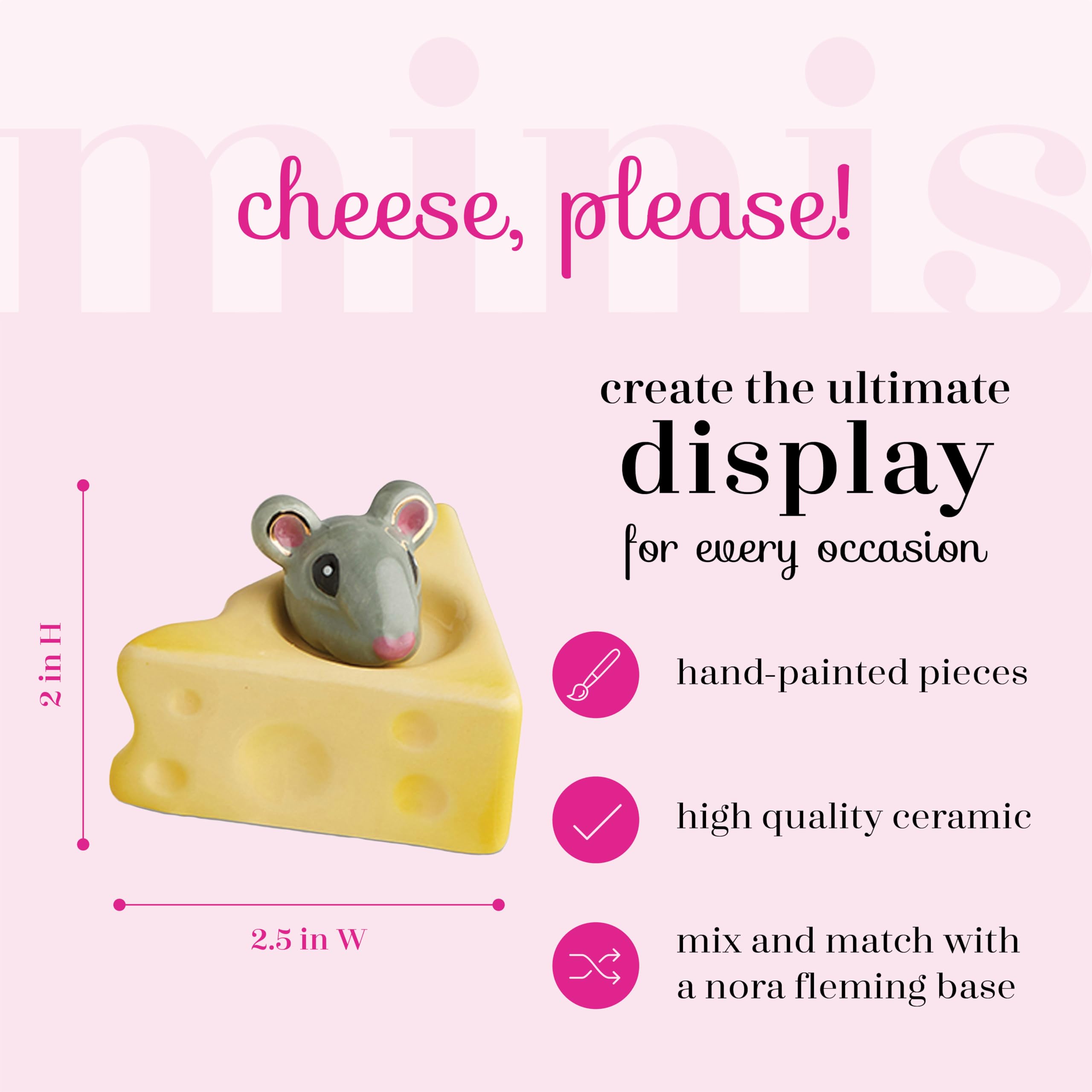 Nora Fleming Hand-Painted Mini: Cheese, Please (Mouse and Cheese) A223