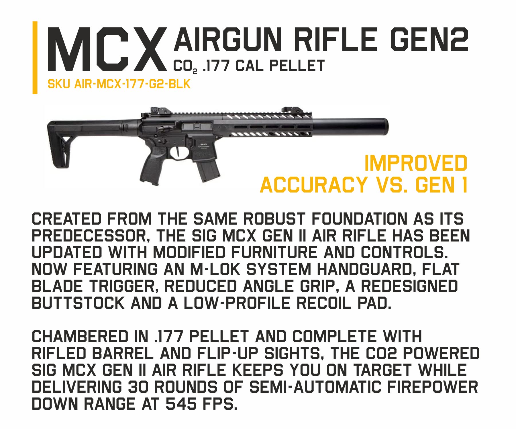 Sіg Sаuеr MCX Air Rifle, MCX GEN 2, .177 Caliber Pellet, 30 Round, Semi-Automatic Black with Wearable4U 2x90gr CO2 Tanks and Pack of 500 Airgun Pellets Bundle