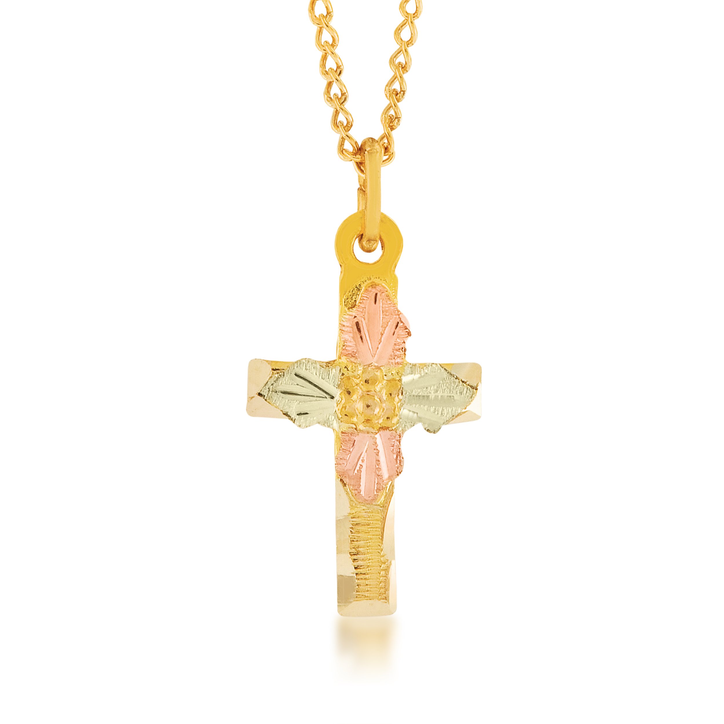 Mt. Rushmore Black Hills Gold 10K Cross Pendant Necklace