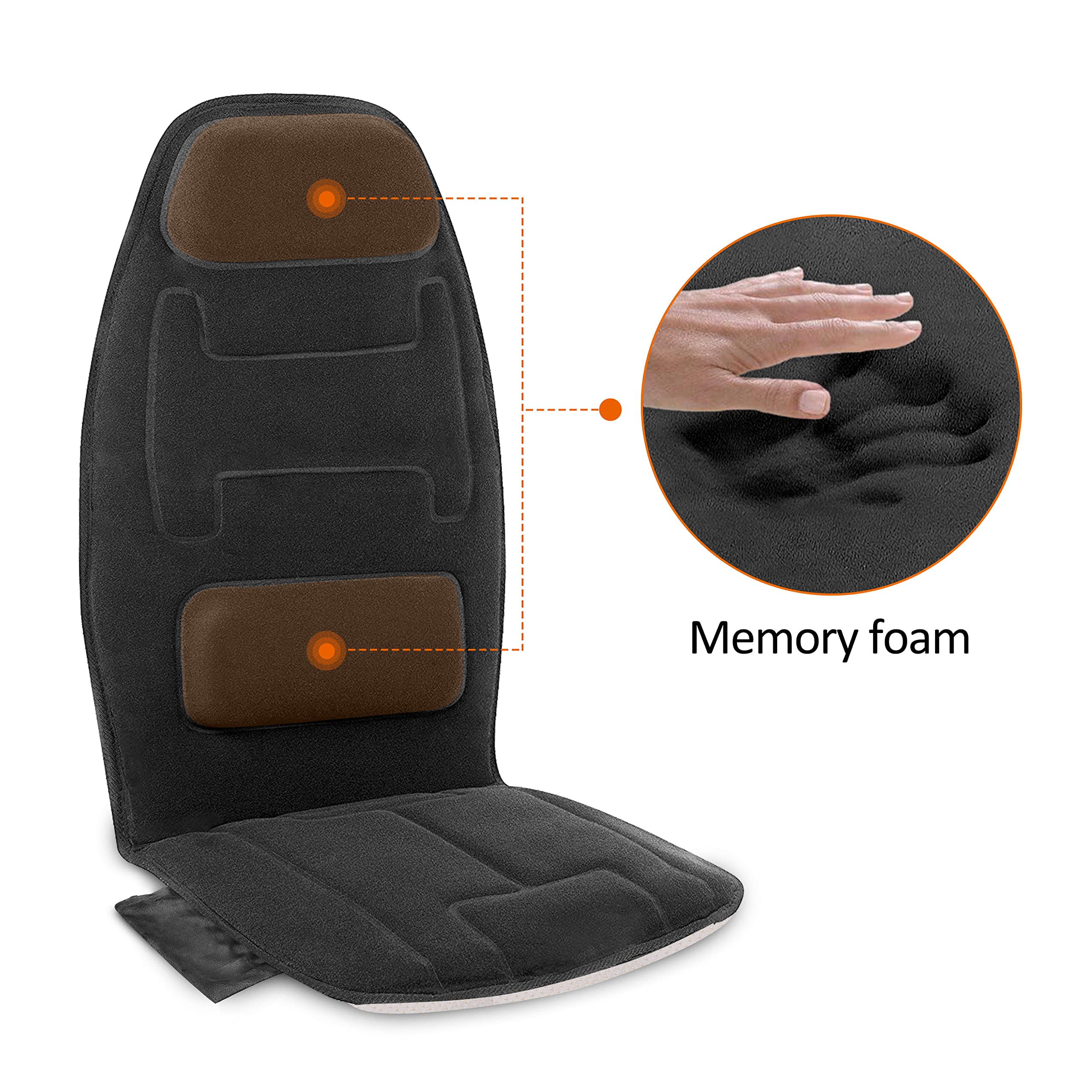 Snailax Massage Cushion with Heat - Memory Foam Neck and Lumbar Support, 10 Vibration Motors for Back and Chair
