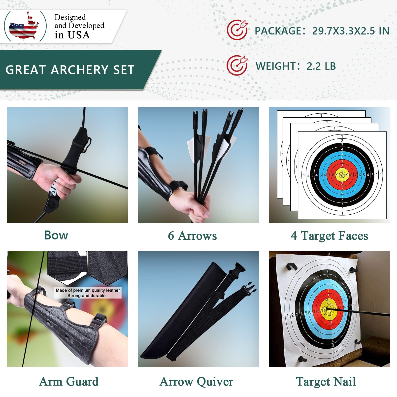 Sumpley Archery Bow and Arrow Set - Bow and Arrow for Adults - Archery Training Outdoor Sports Game Hunting Gift for Teens and Kids