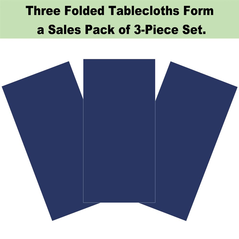 Plastic Navy Blue Tablecloths 3 Pack Disposable Table Covers 54" x 108" Deep Blue Table Cloths PEVA Party Tablecovers for Parties Picnic Birthday Wedding Banquet, Fits 6 to 8 Foot Rectangle Tables
