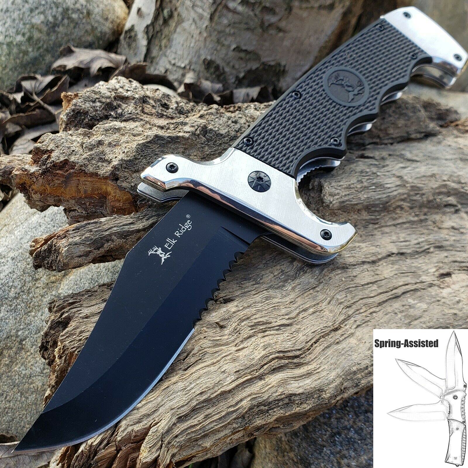 S.S. Folding Knives 9In Open Folding Pocket Knife Real Wood Handle Outdoor Survival Hunting Knife for Camping by Survival Steel