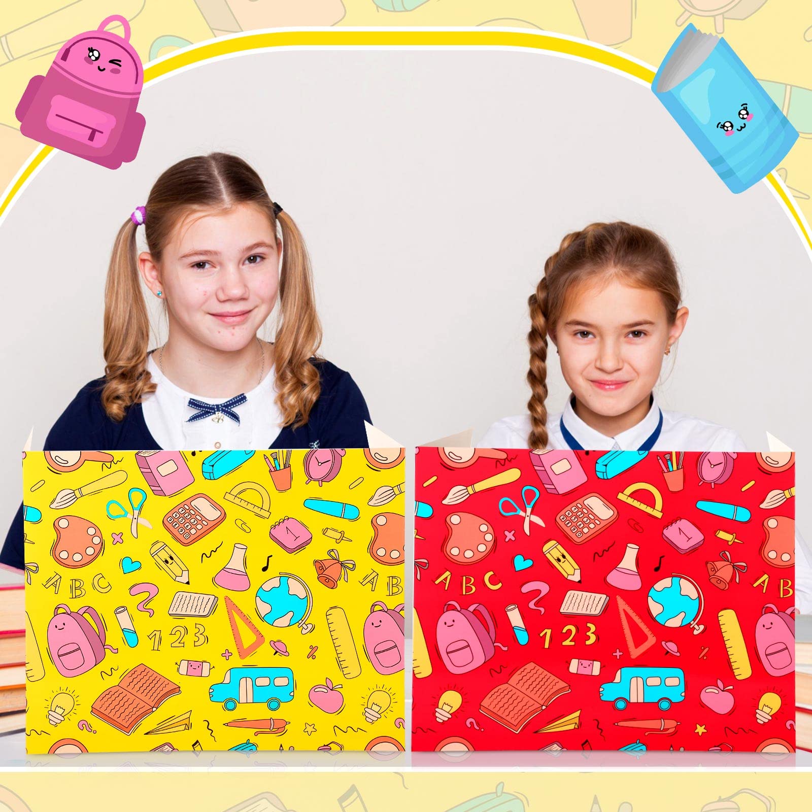 Seajan 50 Pieces Privacy Boards for Student Desk Dividers Privacy Folders Classroom School Privacy Cardboard Board with 50 Pieces Label, Reduce Distractions Keep Eyes from Wandering (Stationery Style)