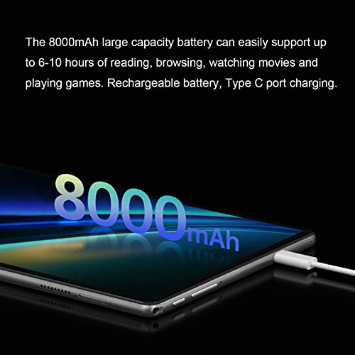 PUSOKEI 10.1in Tablet 12, Dual SIM LTE Calling Tablet, MT6750 8 Cores CPU, 6G RAM 128G ROM, HD IPS Touch Screen, 8MP & 13MP Camera, Dual Band WiFi, BT, 8000mAh Battery (Gray)