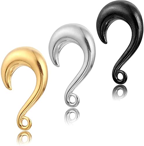 Vankula 3 Pairs DIY Ear Weight Hook for Ear Piercing Jewelry Stainless Steel Plugs Dangle Ear Pierced Expander Gauge