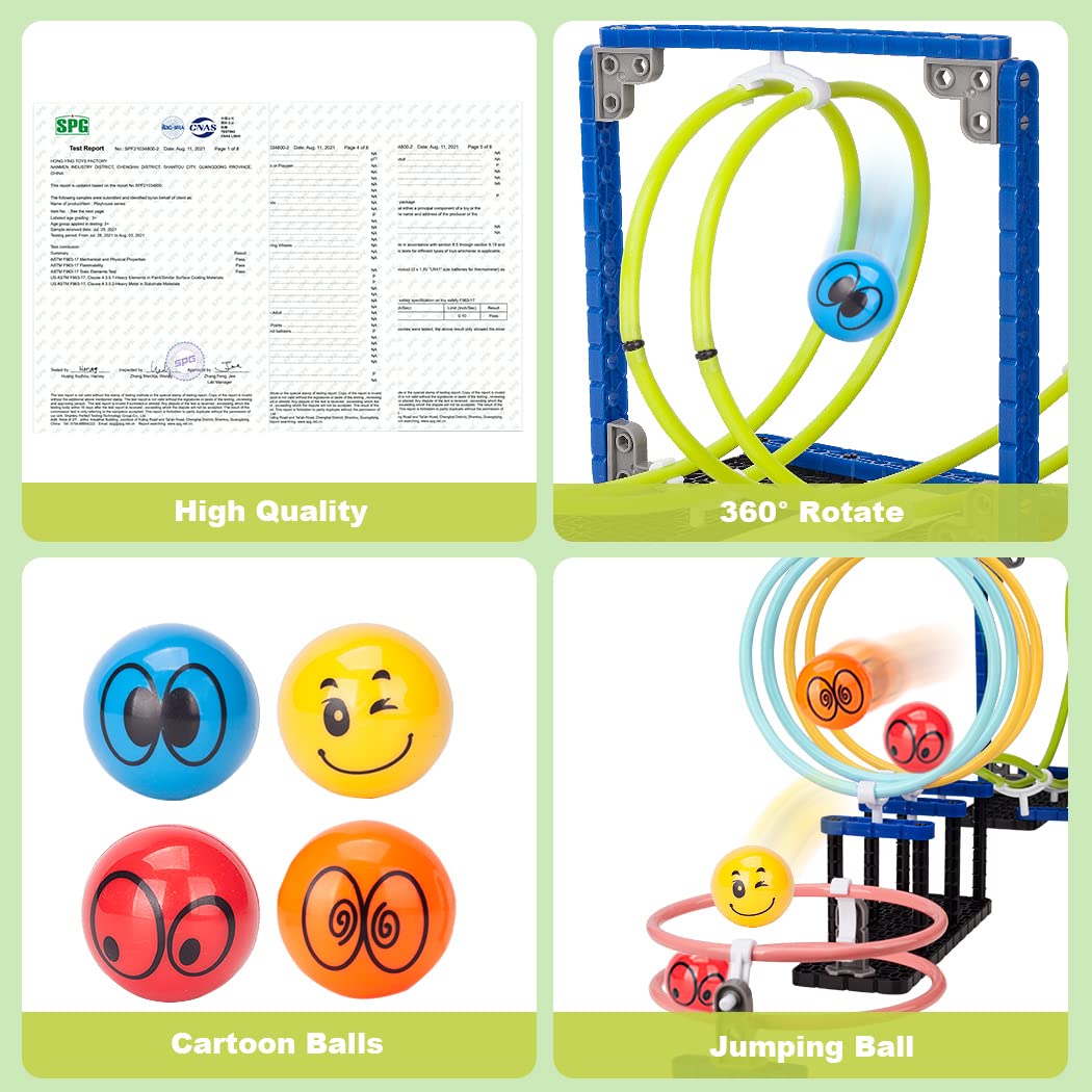 TAKIHON Marble Run Track Set,DIY Roller Coaster Building Set with Balls&Rings,Kids Building Blocks Toys,STEM Educational Gift for Boys,Girls
