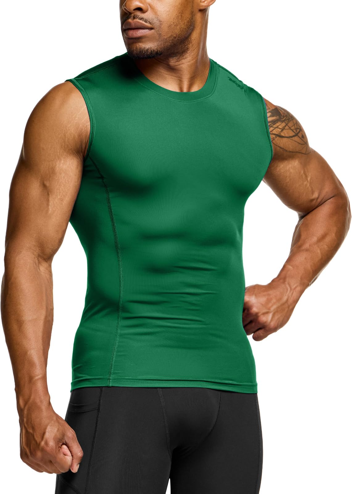 TSLA Men's Sleeveless Workout Shirts, Dry Fit Running Compression Cutoff Shirts, Athletic Training Tank Top, Active 3pack Sleevless Black/Charcoal/White, Medium