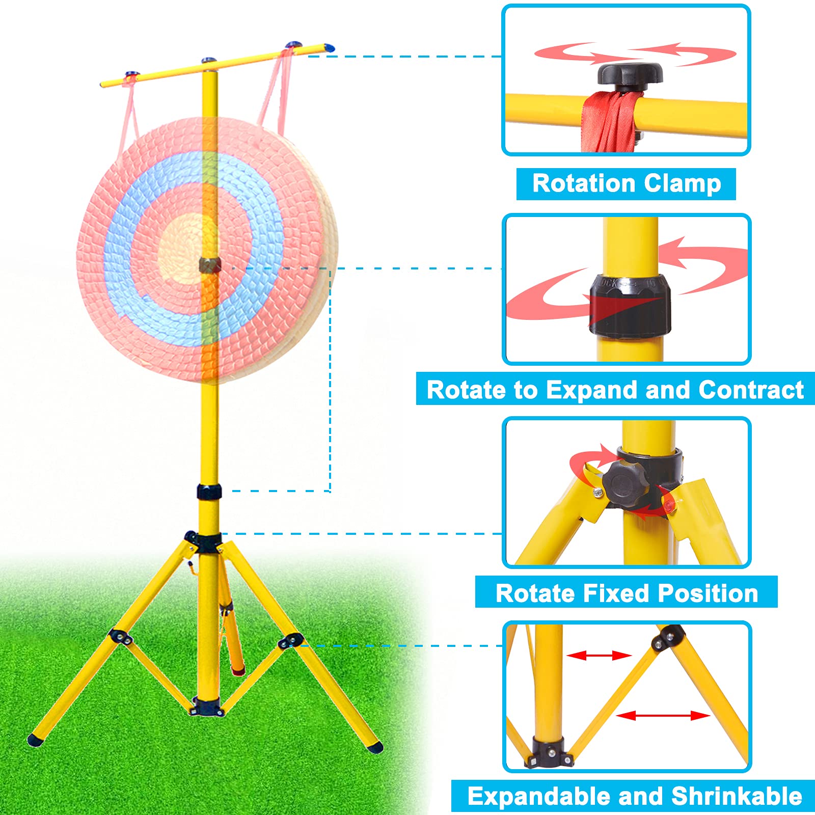 VNAKER Folded Archery Target Stand and Round Straw Archery Target Sets - Easy to Install and Carry