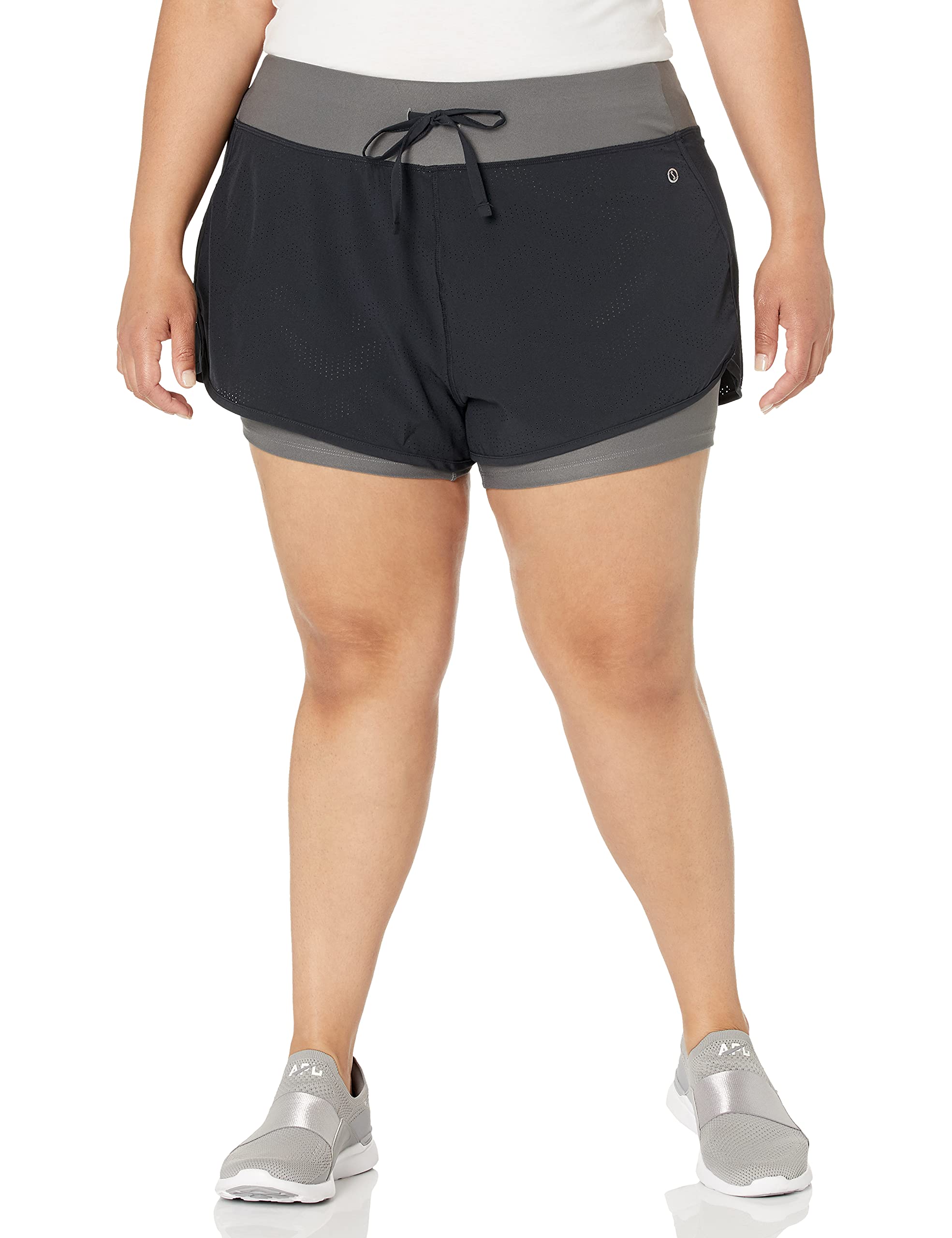 Spalding Women's Active Mesh Overlay Running Short, Regular and Plus Size, Black, 3X