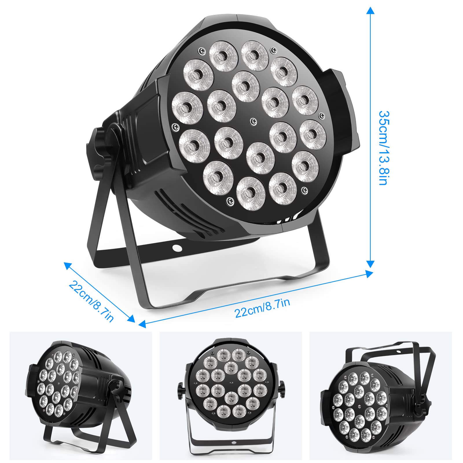 Stage Lights LED Par Light 180W RGBW 4-in-1 Uplights, HOLDLAMP Stage Lighting 4/8 Channel DMX Control Sound Activated with Remote Controller for DJ Events Party Wedding Bar Church (2 pcs)