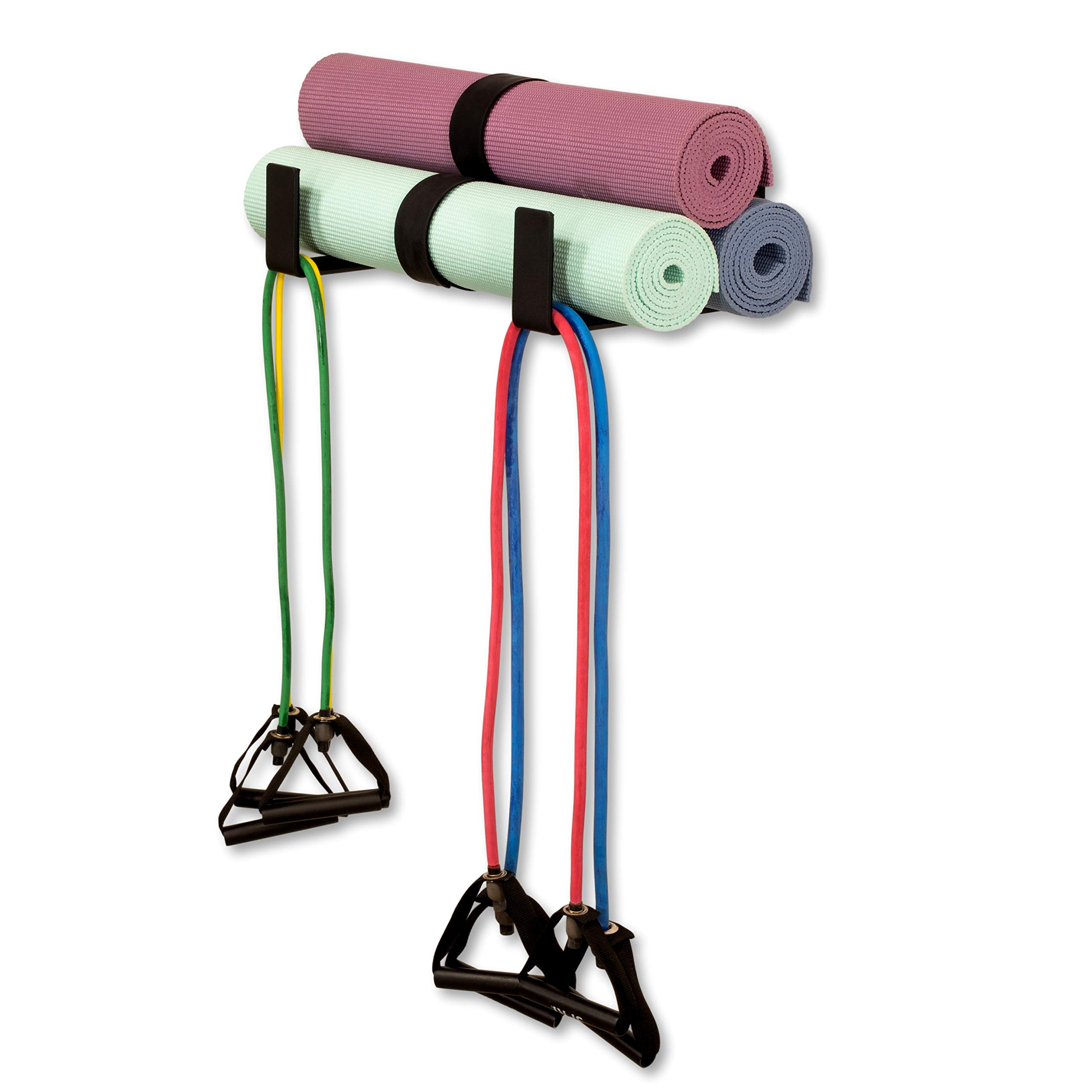 StoreYourBoard Yoga Mat Storage Rack, X-Large, Foam Roller Wall Hooks, 3 Exercise Mats, Fitness Gear Organizer