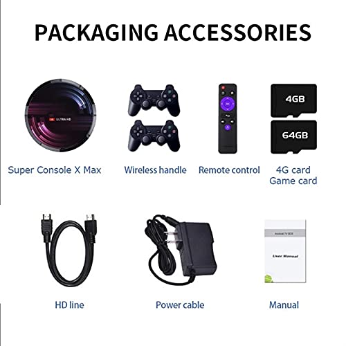 TTXP Retro Video Game Console, Super Console Built-in 3(EmuELEC/Android/CoreELEC)-in-1 System,4K UHD Output,Support PS1/PSP/NES/SEGA Saturn, Gifts for Men Who Have Everything