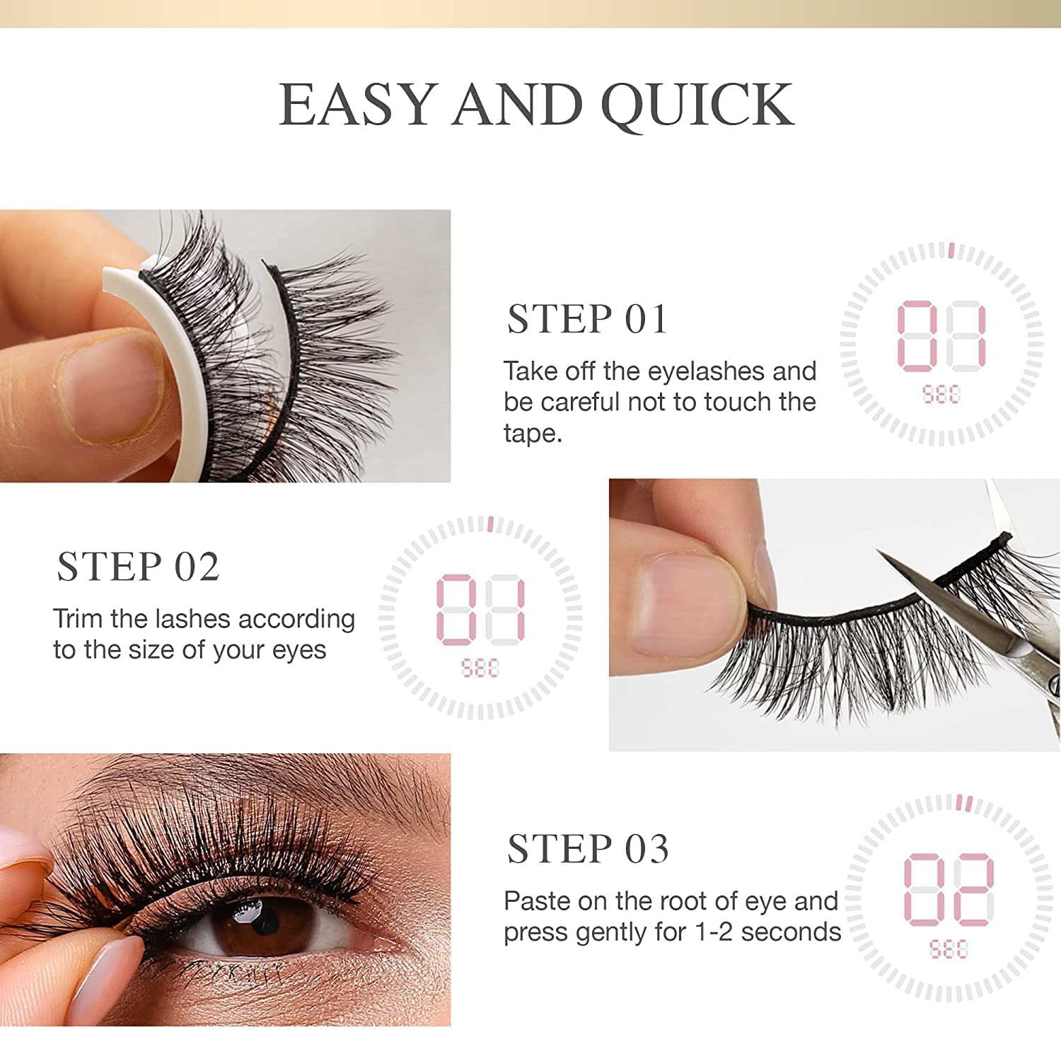 Self Adhesive Eyelashes, Reusable Self Adhesive Eyelashes, Self Adhesive Eyelashes Reusable Self Sticking, Reusable Eyelashes Self Adhesive, Reusable Self-adhesive Eyelashes Natural Look , Self Sticking, No Glue Eyelashes(2 Styles)