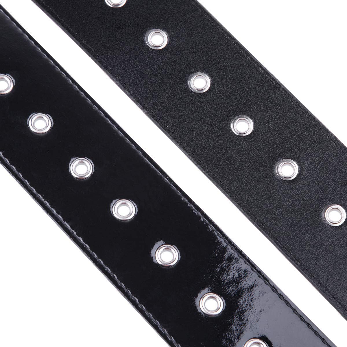 Samtree Retro Wide Patent Leather Belt for Women, Square Buckle Grommet Cinch High Waist Belt for Dress, Black