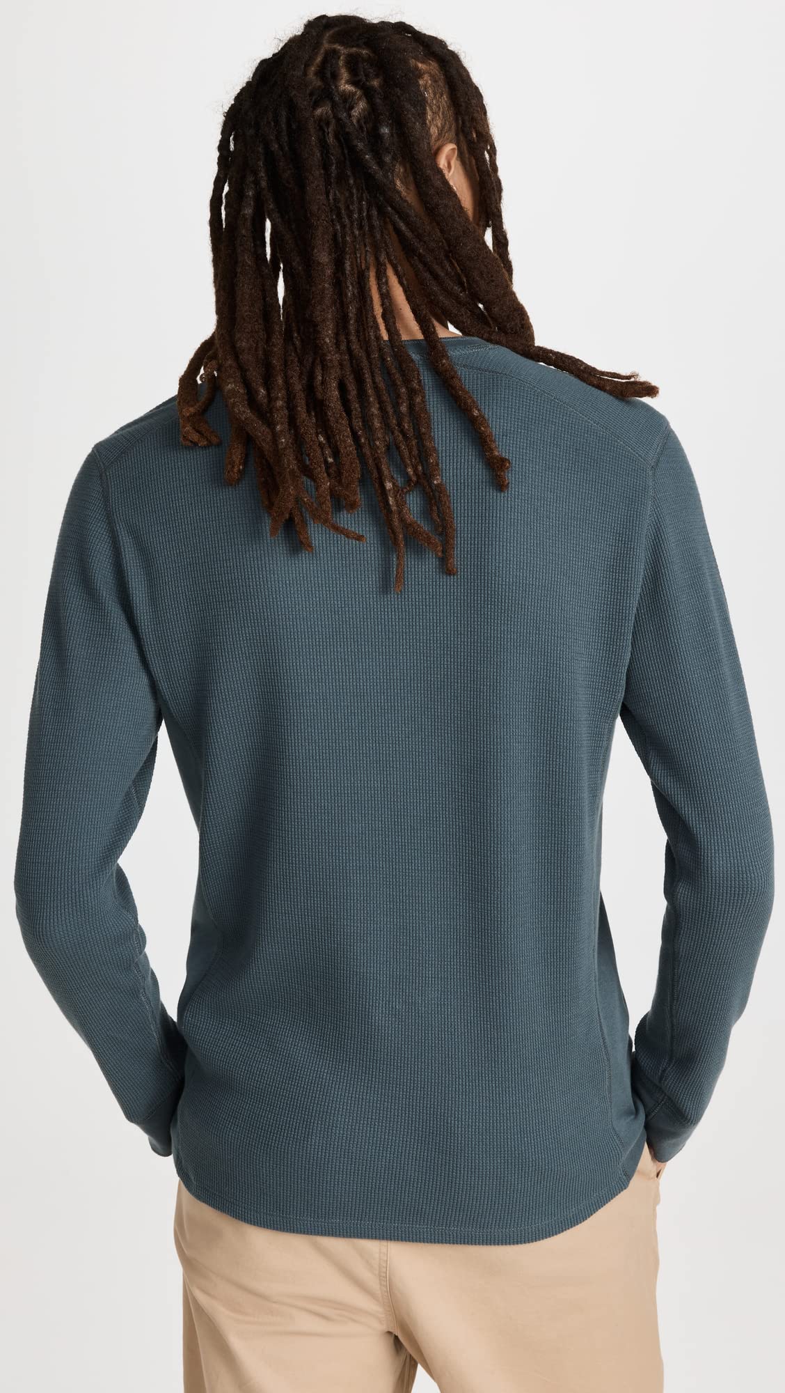 Vince Men's Thermal Crew Tee, Desert Leaf, Blue, L