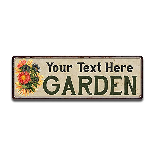 Personalized Garden Sign Flower Rustic Custom Name Decor Signs She Shed Decorations Flowers Vintage Wall Art Moms Tin Plaque Plant Gardening Flowers Gift 6 x 18 Matte Finish Metal 106180017001