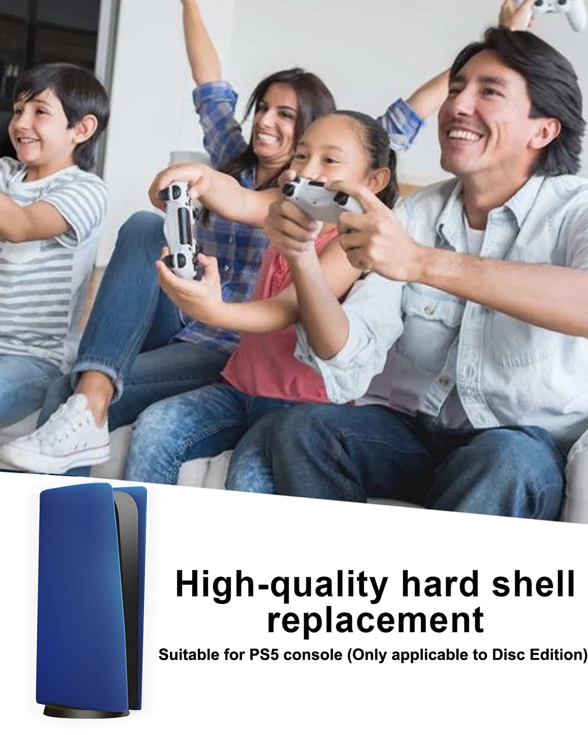 Replacement Shell Skin for PS5 Console, arVin Face Plates Cover Case for PS5, ABS Hard Shockproof Anti-Scratch Dustproof Protective Skins Faceplates Accessories for Playstation 5 Disc Edition –Blue