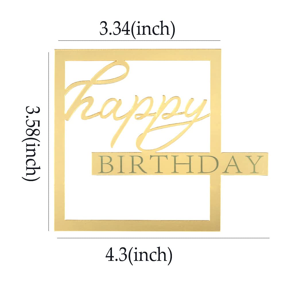 Mirror Acrylic Happy Birthday Cake Toppers Happy Birthday Cupcake Topper Hollow Frame Side Cake Topper Cake Decorations Cake Inserts Cake Decor Happy Birthday Decorations Cake Decorating Supplies,3pcs