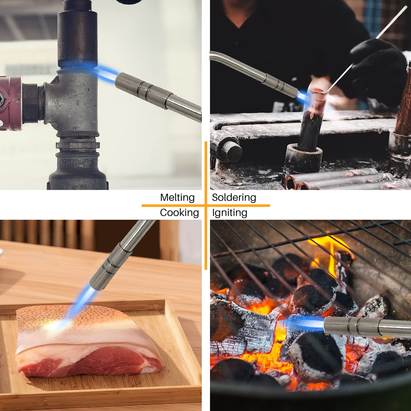 Propane Torch Head, Trigger Start Propane Gas Torch Kit with Self Ignition & Adjustable Knob, Pencil Flame Welding Torch Fuel by Propane Gas(CSA Certified)