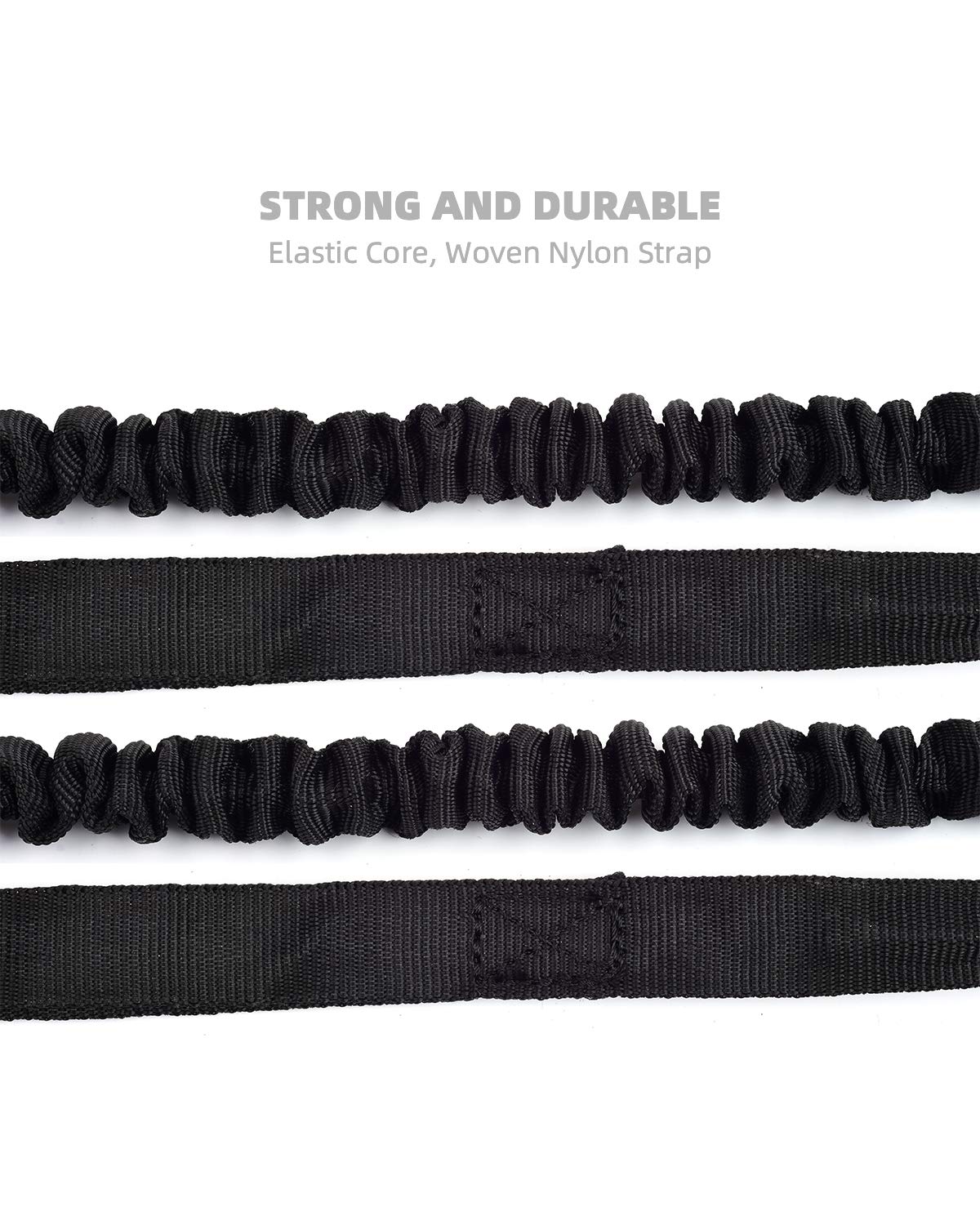 OCEANBROAD 2 PCS 5-8 Feet Stretchable Paddle Strap with Carabiner Secure Leash Lanyard Rope for SUP Kayak Canoe Paddle Fishing Pole Rod