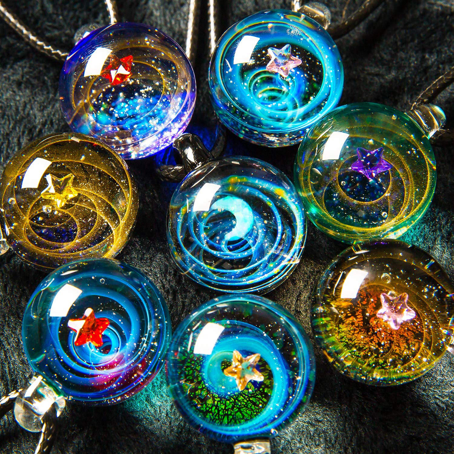 Pavaruni Original Galaxy Pendant Necklace, Universe Glass Accessories, Space Cosmos Design,Birthday (Minerva)