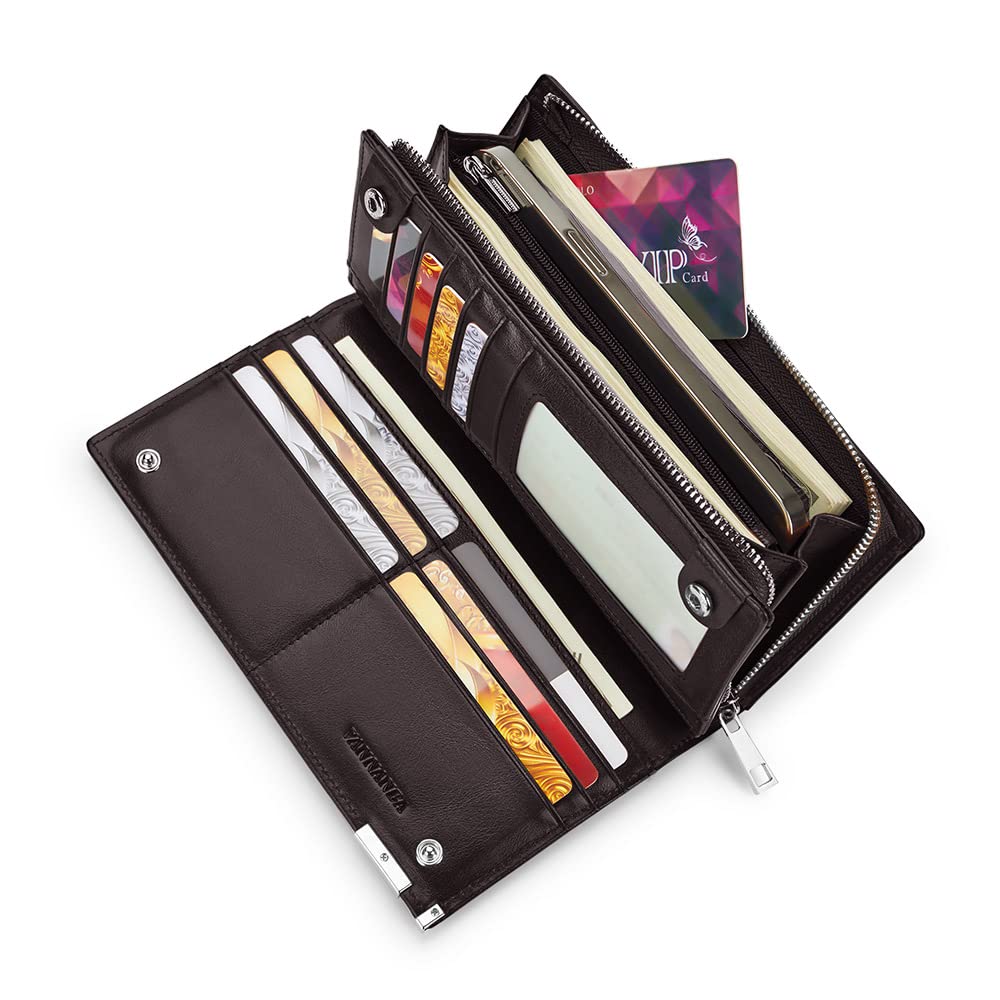 VANNANBA Long Wallet Men Leather,RFID Blocking Oil Leather Zipper Wallet for Men Clutch Bag,with Gift Box