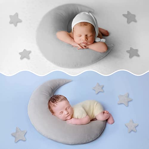 Newborn Photography Posing Pillow Crescent Moon Pillow Star Pillows Posing Beans Moon Pillow Stars Set DIY Newborn Professional Photography Prop (C-Gray)