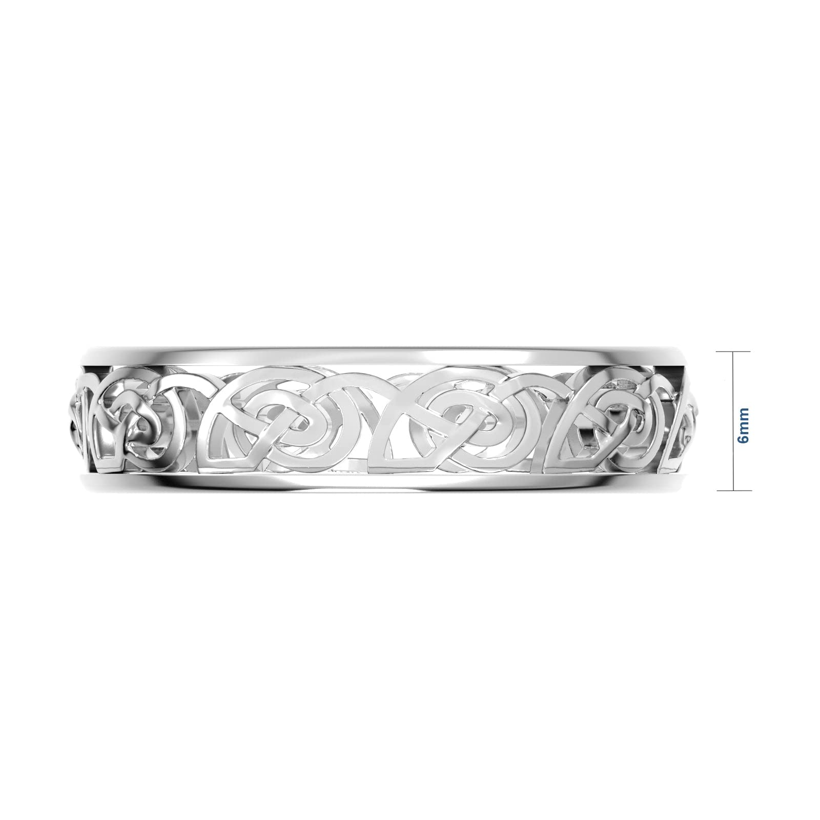 US Jewels Ladies 6mm 925 Sterling Silver Celtic Love Knot Ring, Size 4