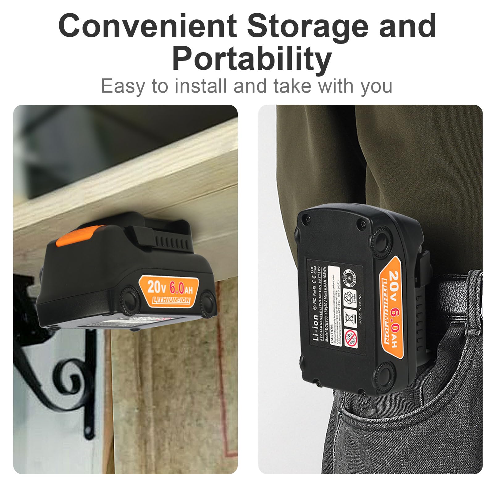 Upgraded 20V 6.0Ah Battery Replacement for Dewalt 20v Battery 2Pack Compatible with Dewalt 20v DCD/DCF/DCG Series Power Tools Gold