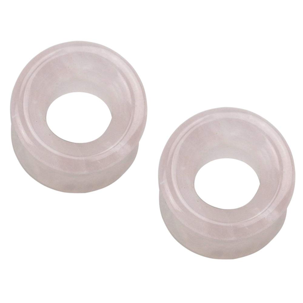 Pierced Owl Natural Rose Quartz Stone Double Flared Tunnel Plug Gauges, Sold As Pair (20mm (13/16"))