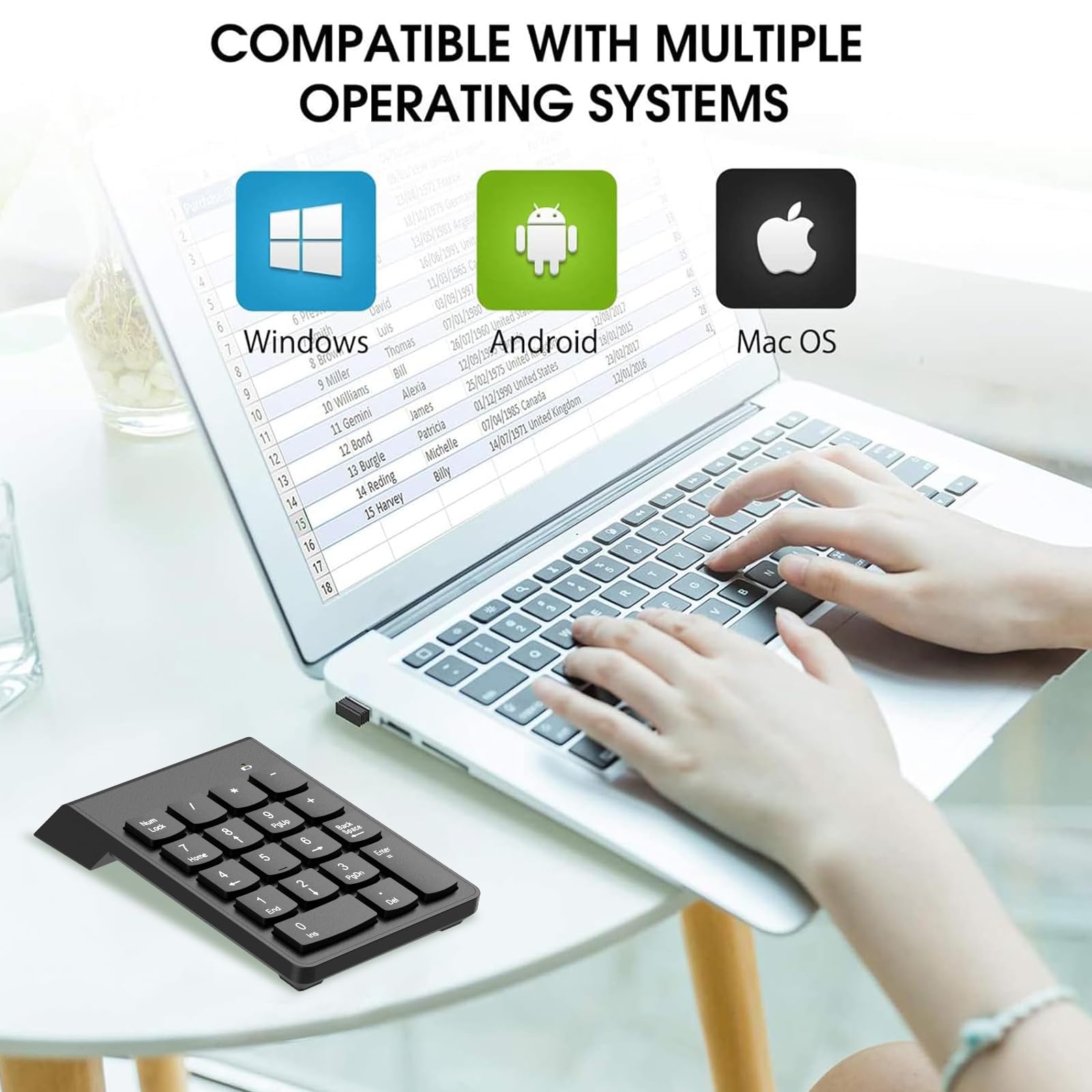 NOOX Efficient Wireless Numpad Numeric Keypad Number Pad for Laptops Computer Desktop Office Accessories Financial Accounting - 10 Key Number Numpad for Business and Everyday Use