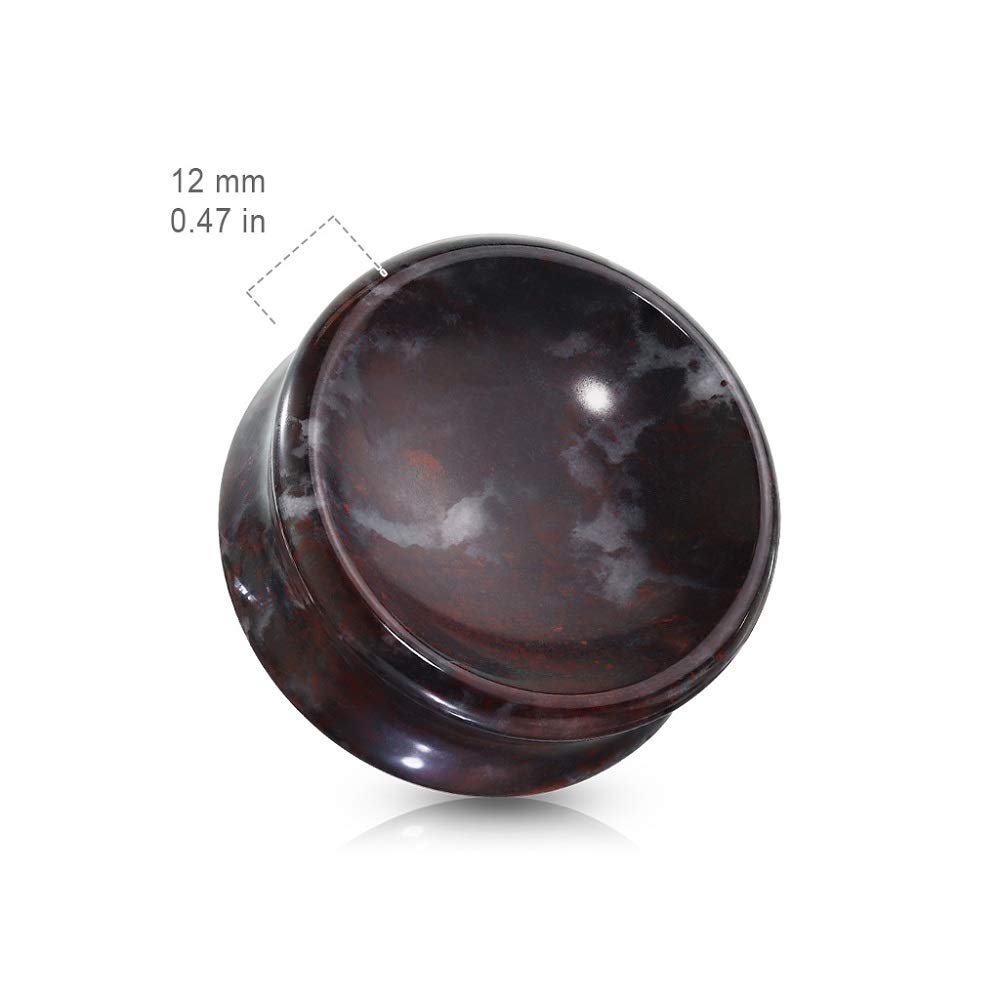 Pierced Owl Natural Bloodstone Concave Double Flared Plug Gauges, Sold as a Pair (25mm (1"))