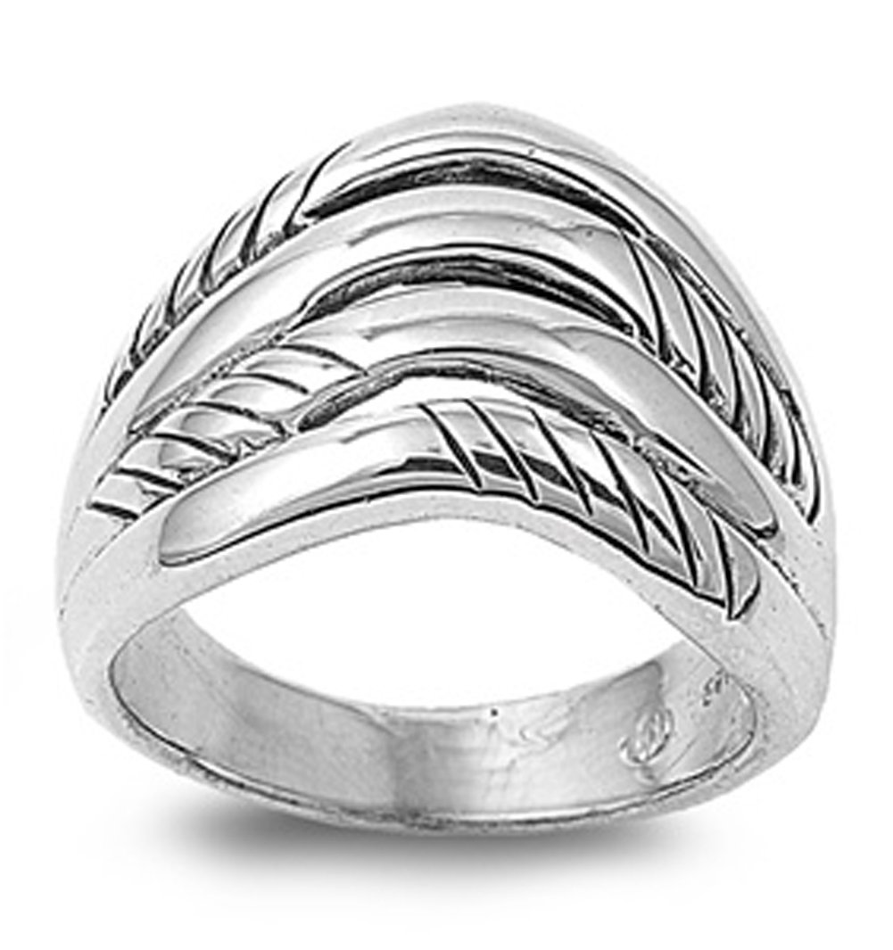 Oxidized Wave Curve Bali Beautiful Ring New .925 Sterling Silver Band Size 9