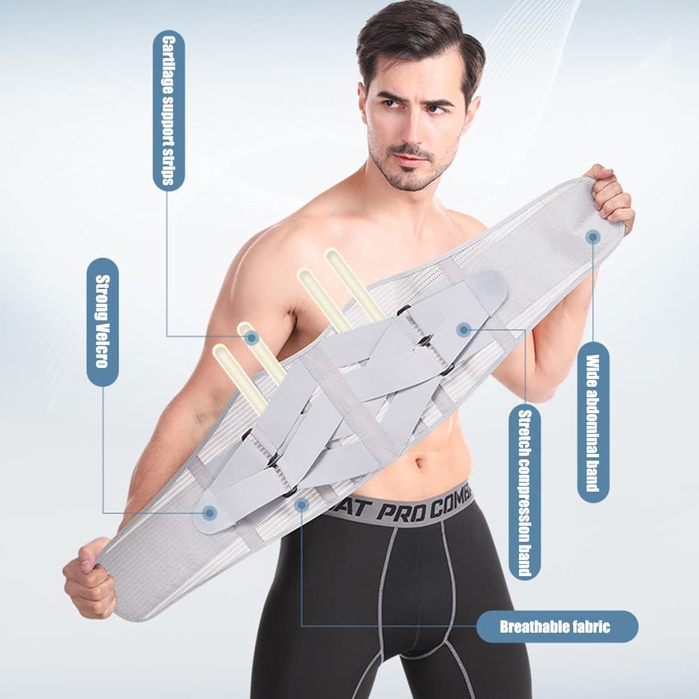 TANGIST Back Brace Pain Relief For Men And Women Adjustable Lumbar Support Belt Breathable For Sciatica Pain Heavy Lifting Waist Support Lower Back Brace Herniated Disc Gray (Size : M/Medium)