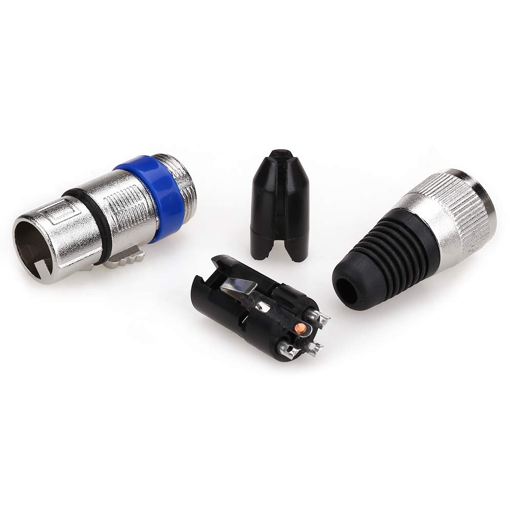 NANYI XLR Plug, XLR 3 Pin Male Plugs Audio Mic Microphone Connector, Silver Housing Blue Circle - 2 Pack