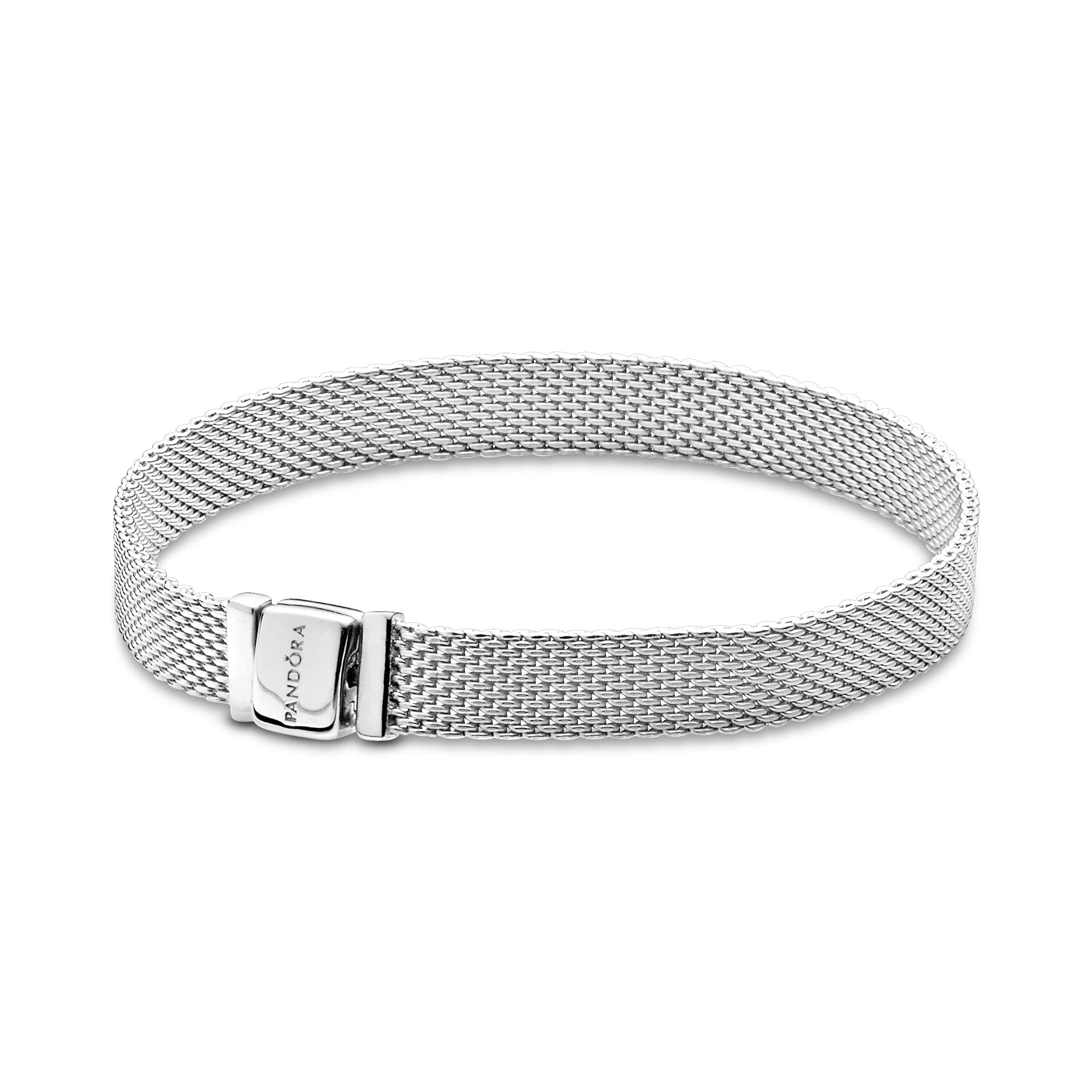 Pandora Reflexions Mesh Bracelet - Sterling Silver Charm Bracelet for Women - Compatible Reflexions Charms - Features Sterling Silver - 6.7"