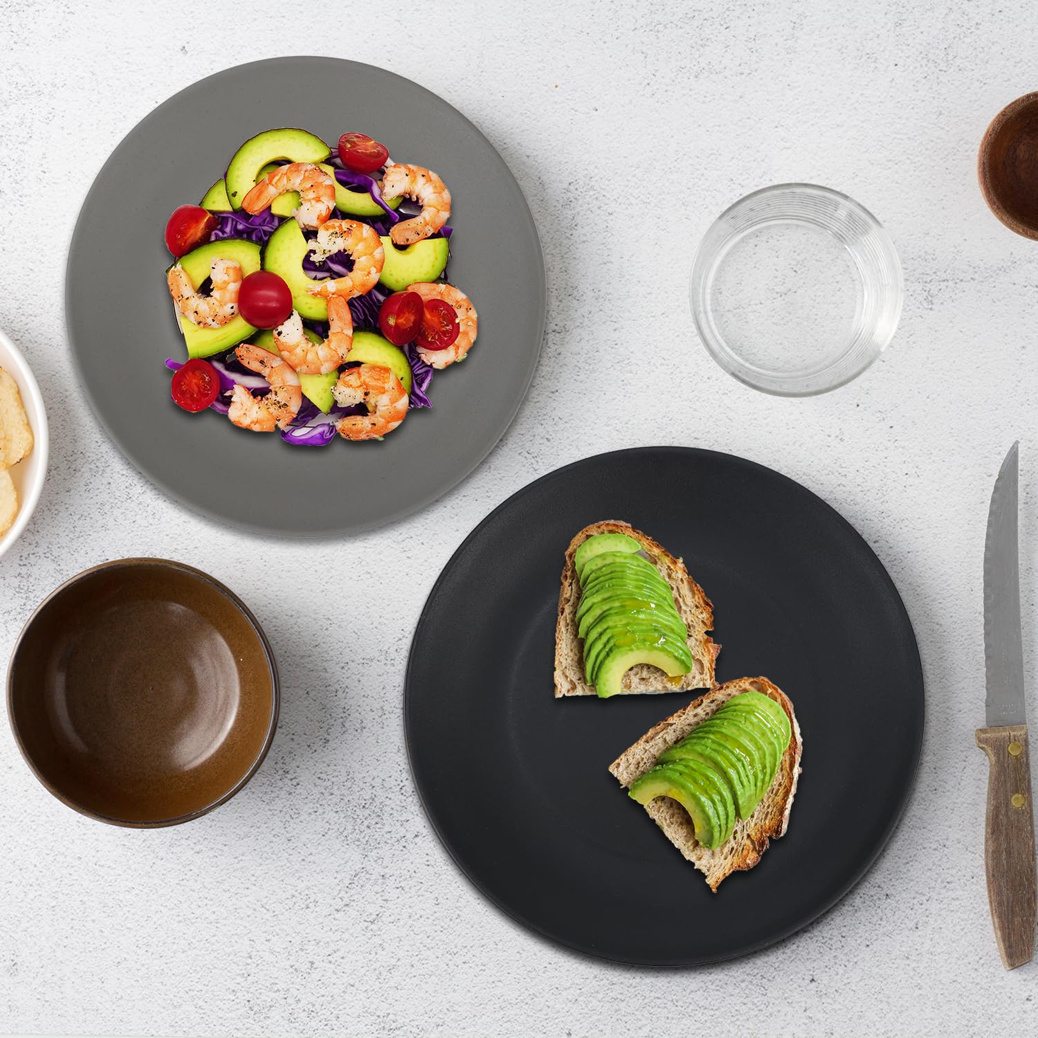 PYRMONT 9-Inch Plastic Plates Reusable Plastic Plates Camping Plates of 6 Lightweight Wheat Straw Plates Dishes Plates Set Salad Plates Dinner Plates Dishwasher & Microwave Safe, BPA Free