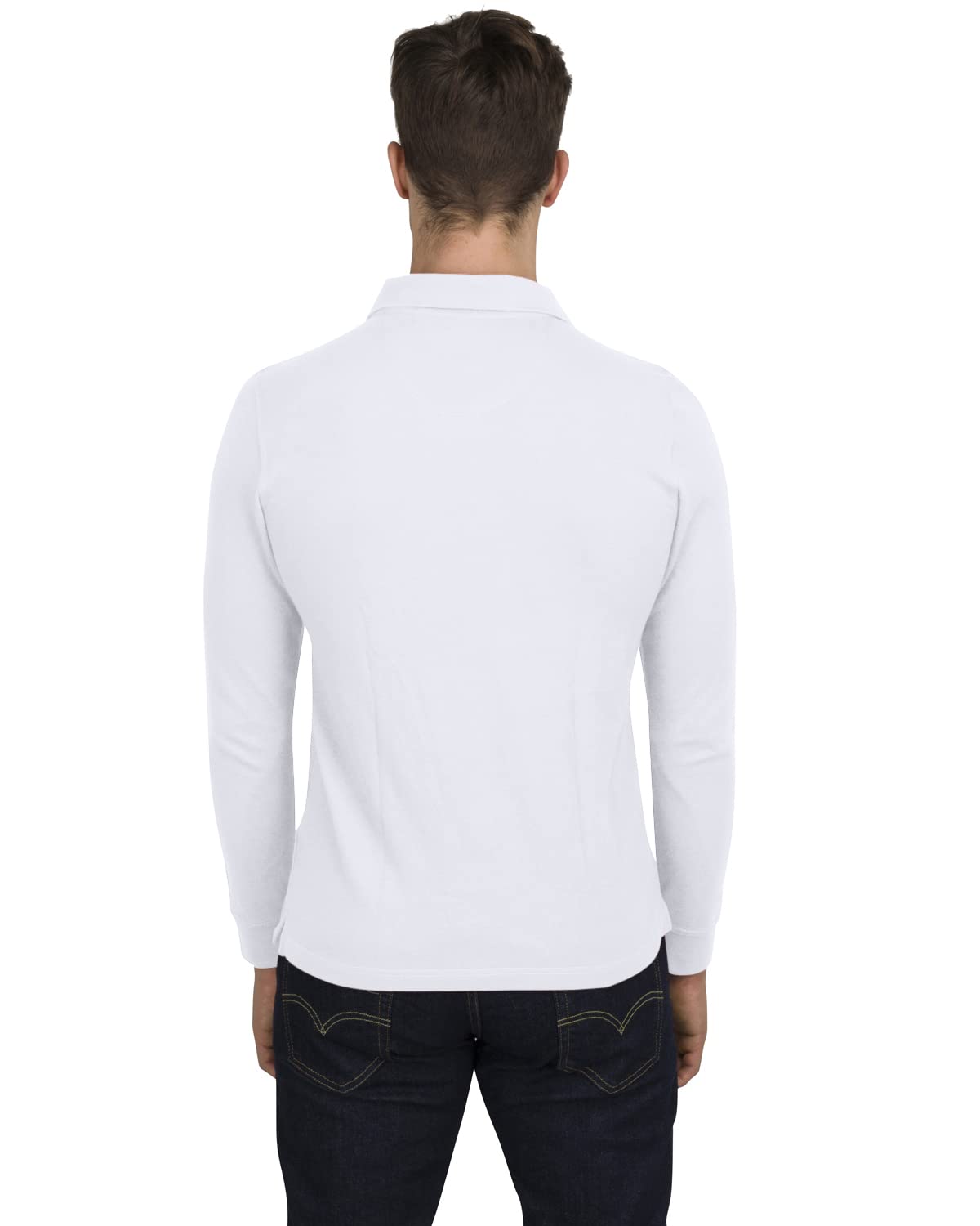Three Sixty Six Men’s Untucked Casual Long Sleeve Polo - Collared Untuck Shirt with Two Button Placket and Stretch Fabric