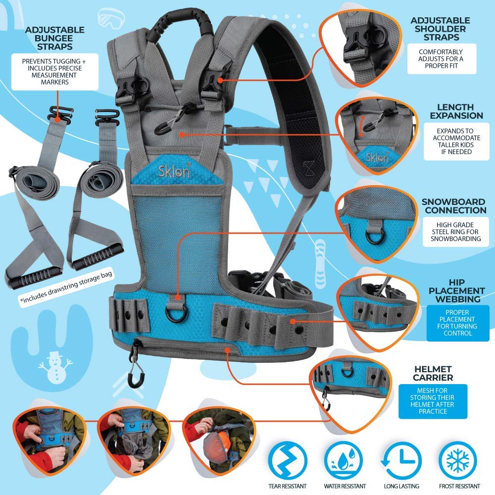 Ski & Snowboard Training Harness + Ski & Boot Carrier Bundle - Teach Your Child the Fundamentals of Skiing and Snowboarding - Complimented by Ski & Boot Carriers to Help Them Get to the Mountain