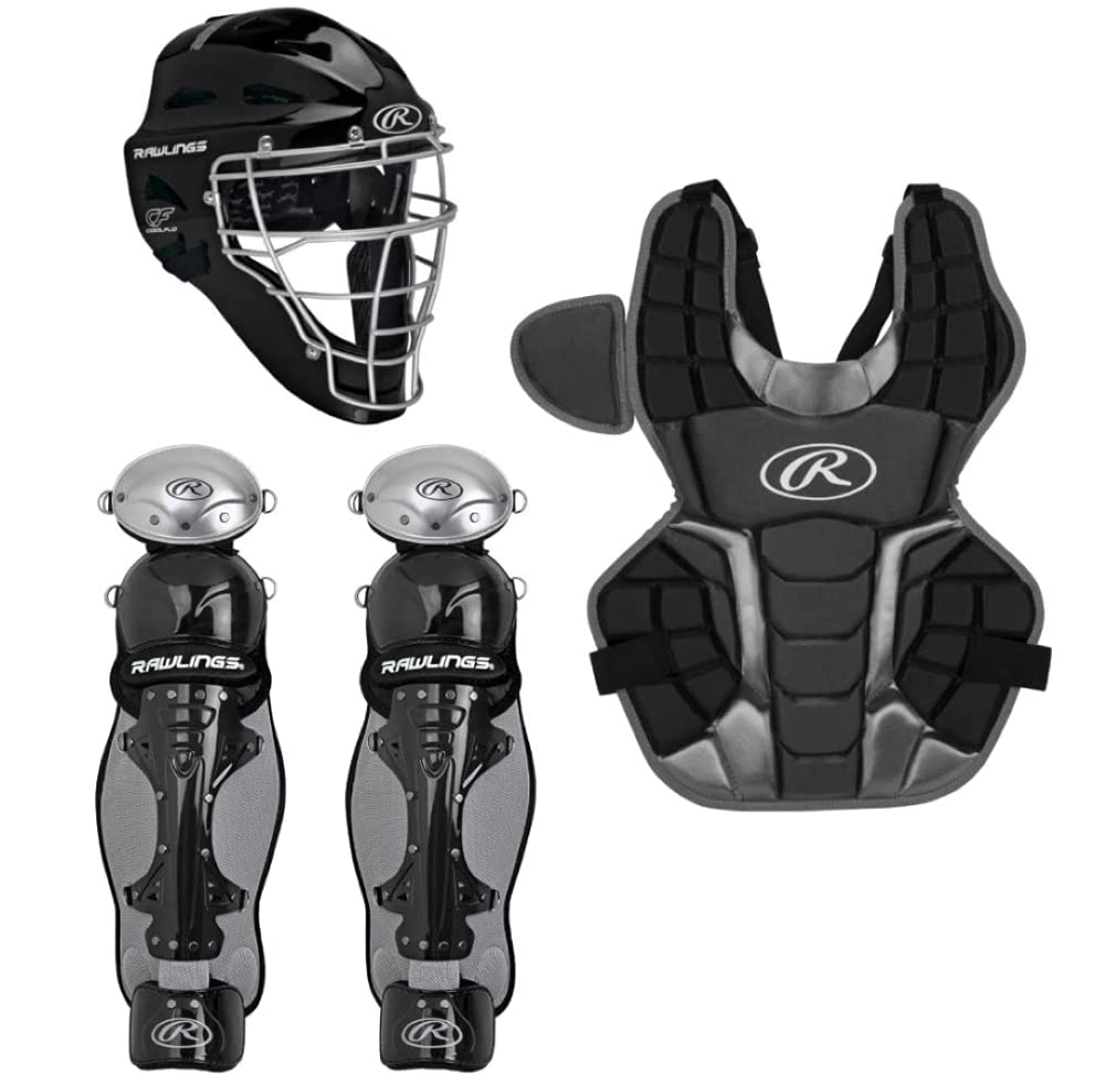Rawlings Renegade 2.0 Adult NOCSAE Baseball Protective Catcher's Gear Set, Black and Silver