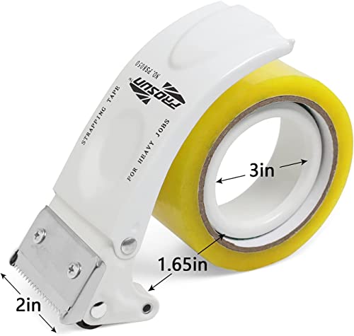 PROSUN 2 Pack Metal Packing Tape Dispenser Gun: 2-inch Wide Tape dispensers/3-Inch Inner Paper Core(2"Orange+2"White)