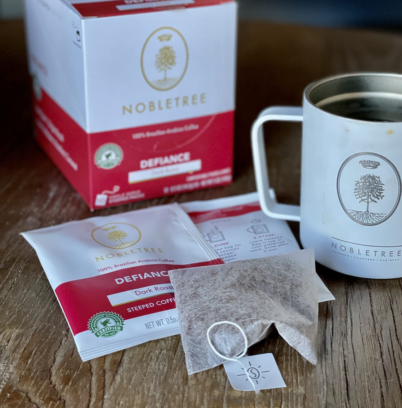 Nobletree Defiance Steeped Single Serve Coffee, Dark Roast - 10 Bags