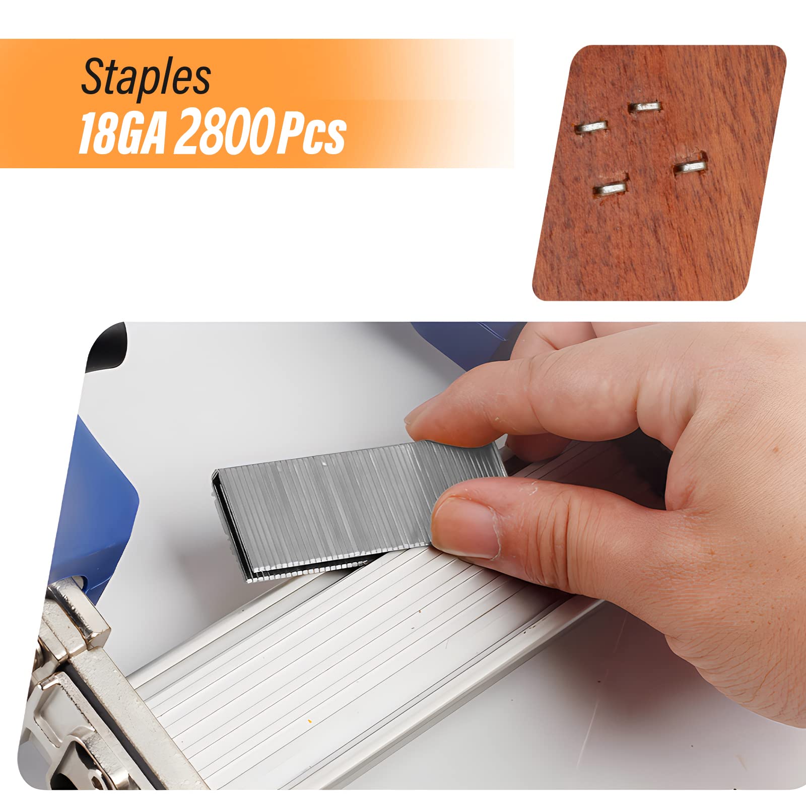 SITLDY 2800-Count 18 Gauge 1/4" Narrow Crown Staples 1/2"-1200, 3/4"-800, 1"-800, Heavy Duty Galvanized, Assorted Size Project Pack, for Pneumatic, Electric Stapler (Silver)
